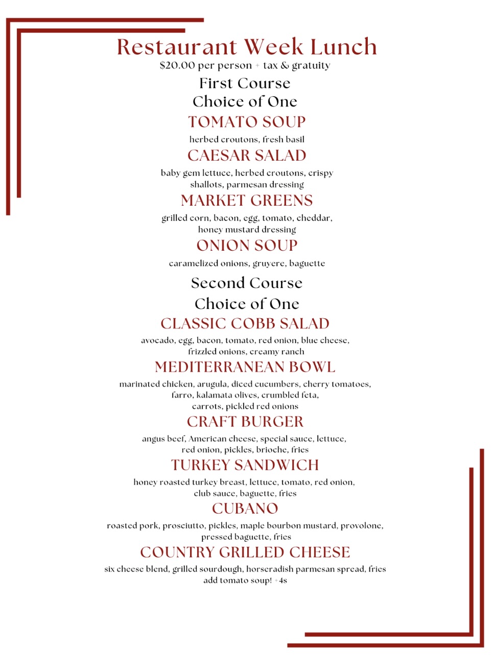 Stamford Winter Restaurant Weeks